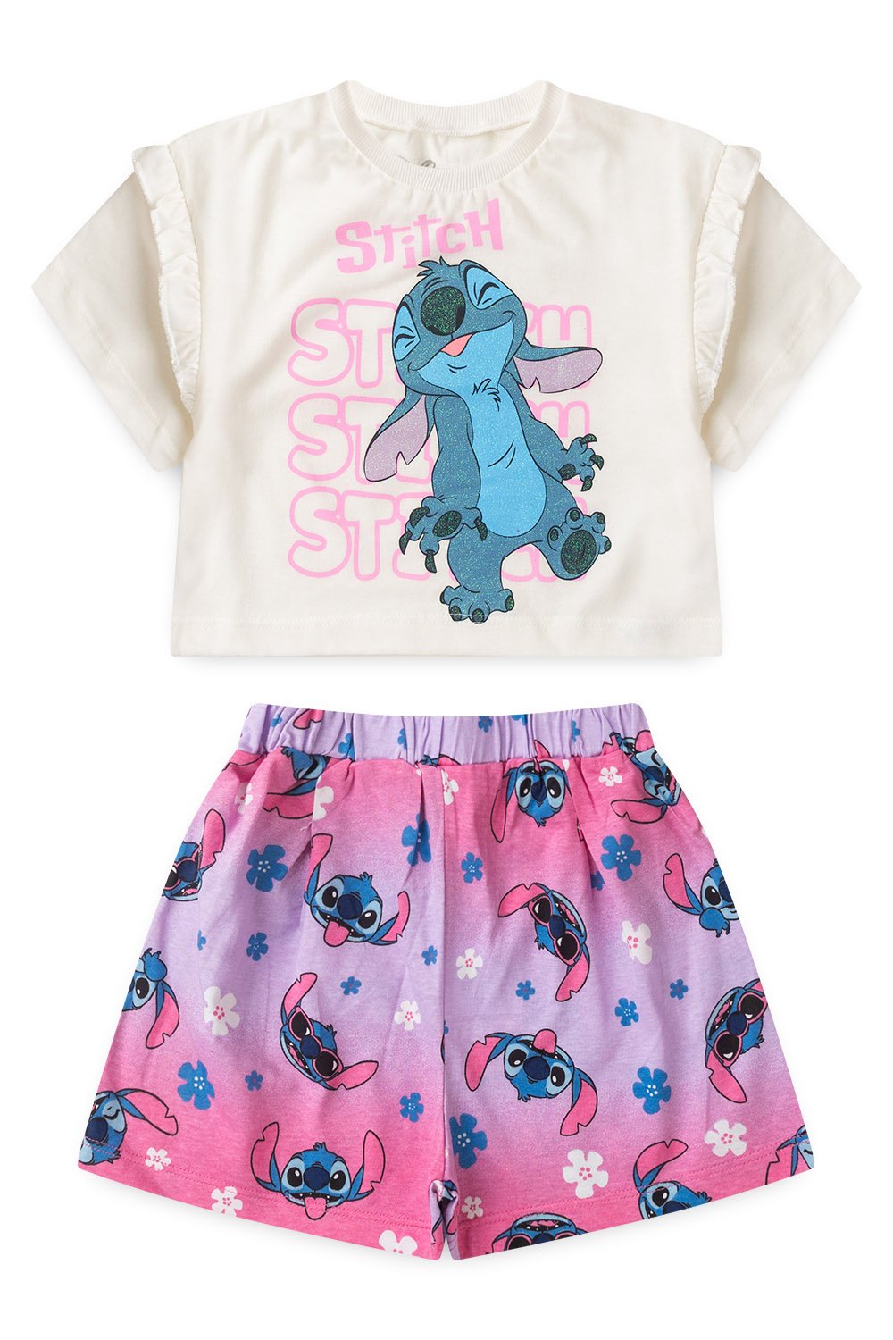 Conjunto Verão Infantil Feminino Stitch
